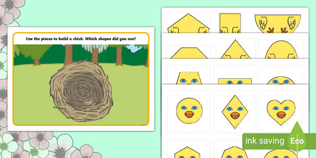 Build a Spring Chick 2D Shape Activity (teacher made)