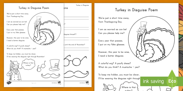 Turkey in Disguise Poem - Reading, Poem, Comprehension
