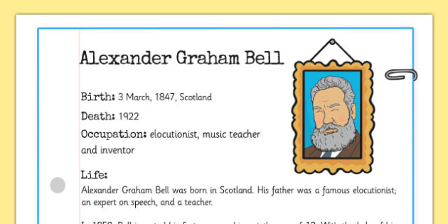 Alexander Bell Significant Individual Fact Sheet - alexander Alexander Bell Significant Individual Fact Sheet - alexander