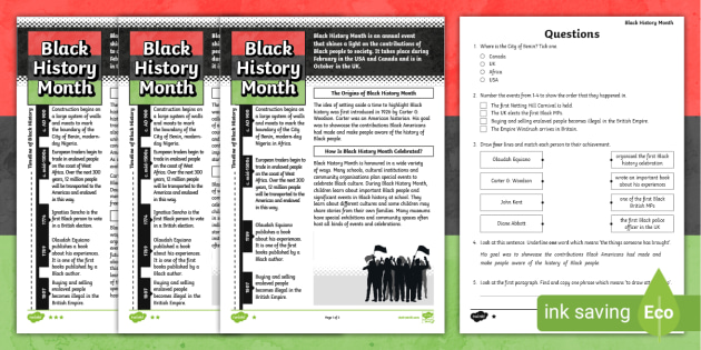 LKS2 Black History Month Differentiated Comprehension