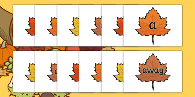 FREE! - Foundation Stage 2 Keywords on Autumn Leaves