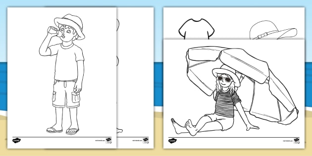 Sun Safety Coloring Sheets | Learning Resources | Twinkl USA