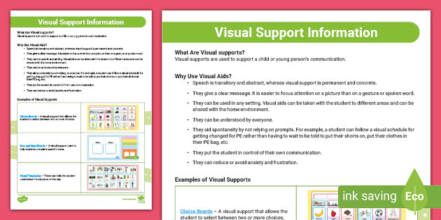 Visual Support Information Sheet (teacher made)