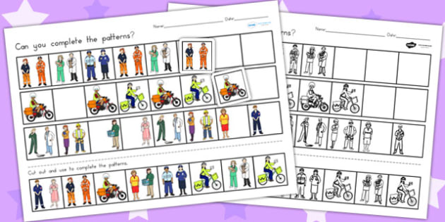 People Who Help Us Complete The Pattern Worksheet - patterns