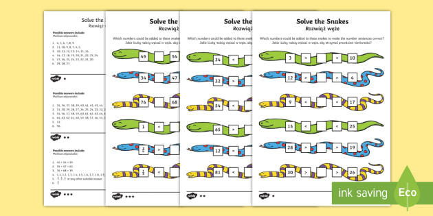 Maths Snake Worksheets | twinkl.co.uk