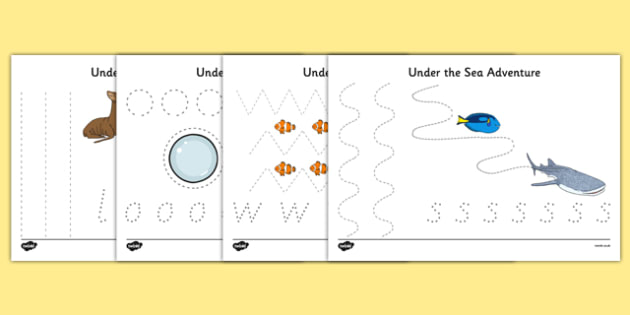 Under the Sea Adventure Pencil Control Worksheet / Worksheet Pack