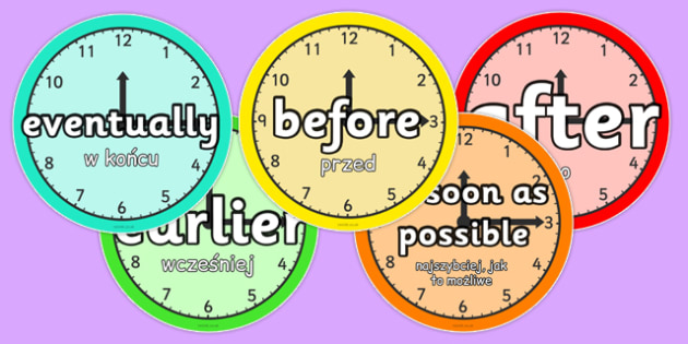 Time Conjunctions Clocks Polish Translation (teacher made)