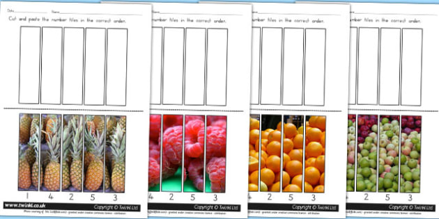 Fruit Themed Number Sequencing Photo Puzzles (teacher made)