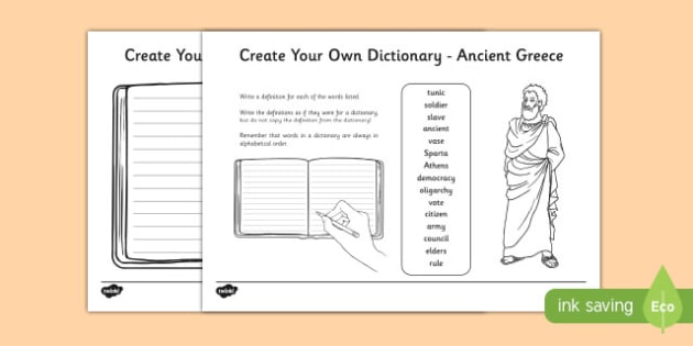Ancient Greece Key Vocabulary Create Your Own Dictionary