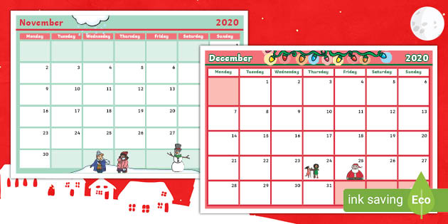 Christmas Calendar Planner Template (teacher made)