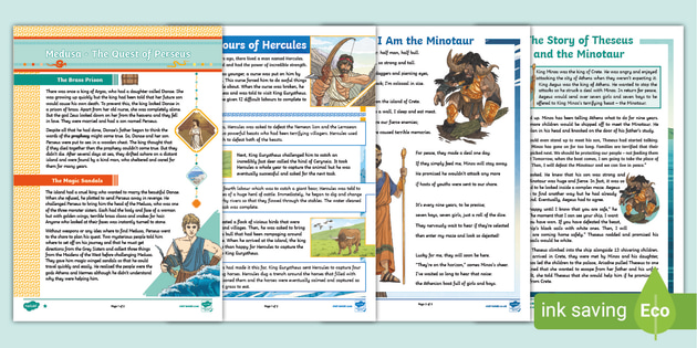 UKS2 Traditional Greek Myths Bumper Reading Comprehensions