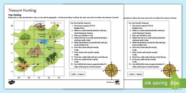 Treasure Hunt Clue Ideas Worksheet, teacher-made resource