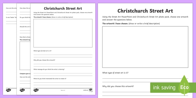 Christchurch Street Art Study Worksheet / Worksheet