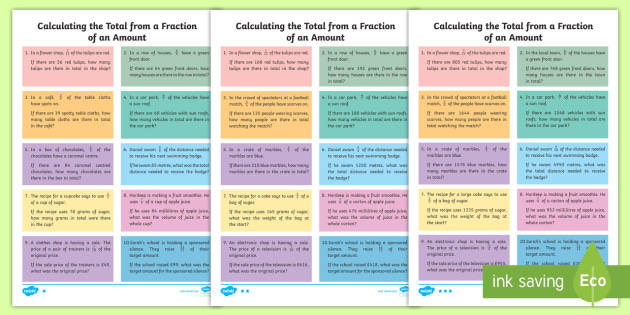 * NEW * Calculating the Total from a Fraction of an Amount Word