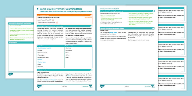 👉 Year 1 Maths Same-Day Intervention Plan: Counting Back