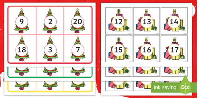 Christmas Bingo Number Calls - Number Bonds to 20 Bingo