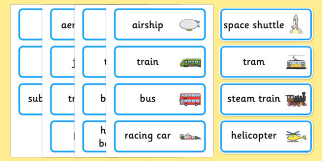 FREE! - Transport Topic Word Cards (teacher made)