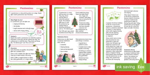 KS1 Pantomime Differentiated Reading Comprehension Activity
