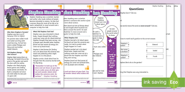 Stephen Hawking Readings | twinkl.com.au