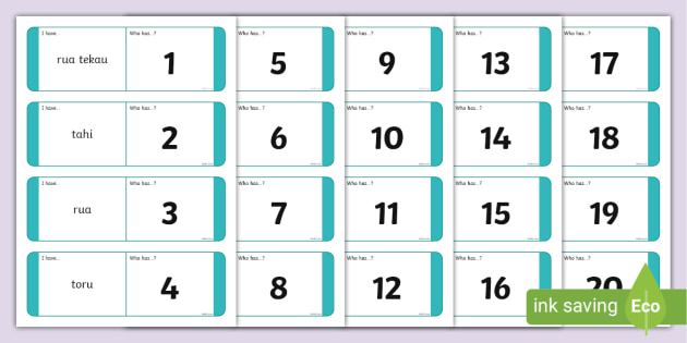 Numbers 1-20 Loop Cards Te Reo Māori (teacher made)