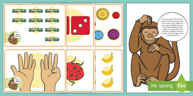 Cheeky Monkey Number 9 Counting Cards Activity Pack