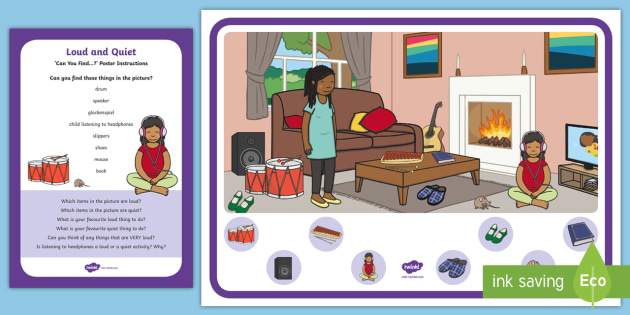 Loud and Quiet Concept Can You Find...? Poster and Prompt Card Pack