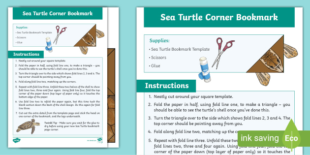 FREE! - Sea Turtle Corner Bookmark Instructions