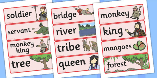 The Monkey King Buddhist Story Word Cards