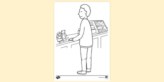 FREE! - Man Standing At A Counter Colouring | Colouring Sheets