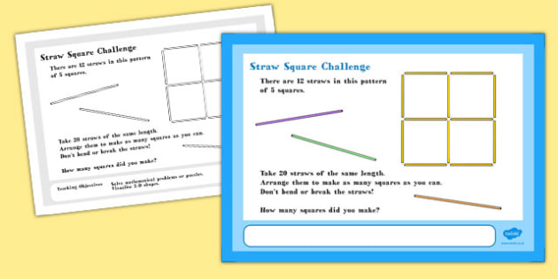 A4 Straw Square Maths Challenge Poster (teacher made)