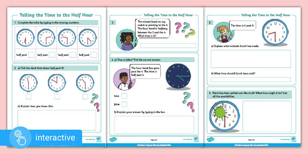 👉 Interactive PDF Y1 WRM Summer 6: Time: Time to the half hour 👉 Interactive PDF Y1 WRM Summer 6: Time: Time to the half hour