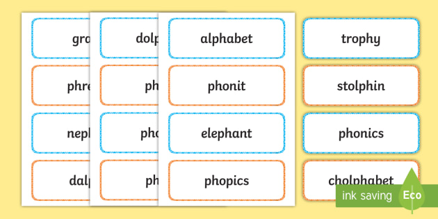MIddle East Phase 5 'ph' Real and Nonsense Words Flashcards