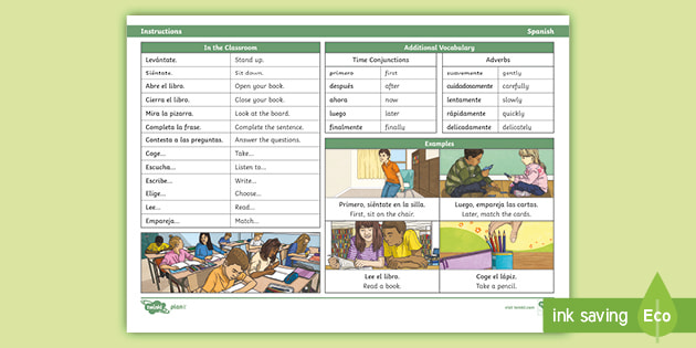 👉 Spanish - Classroom Instructions KS2 Word Mat
