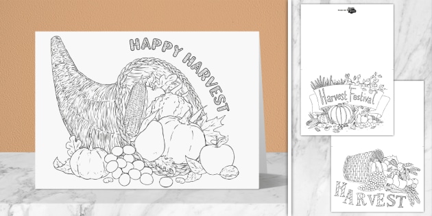 Harvest Festival Colouring Cards | Twinkl Party