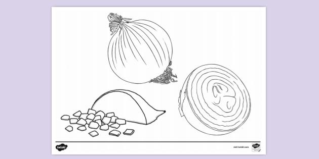 FREE! - Chopped Onions Colouring Sheet | Colouring Sheets | Twinkl