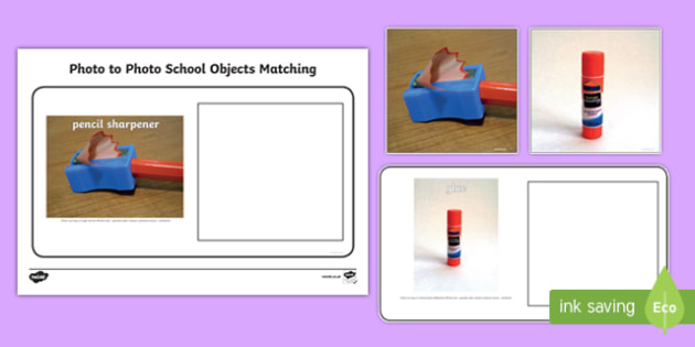 Workstation Pack: Photo to Photo School Objects Matching Activity