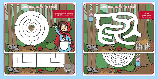 Little Red Riding Hood Differentiated Maze Worksheet / Worksheet Pack,