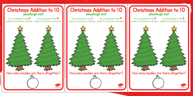 Christmas Addition to 10 Playdough Mats (teacher made)