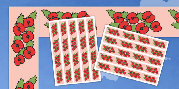 Remembrance Day Display Poppy Border - Teaching Resources