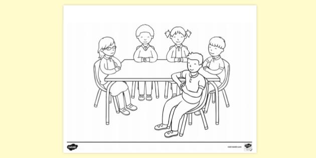 FREE! - Children Discussing Colouring | Colouring Sheets