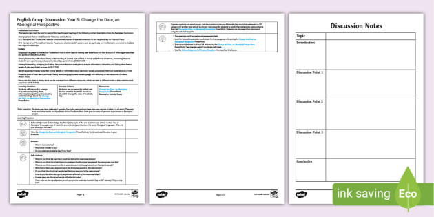 Year 5 Discussion Activity About Change the Date