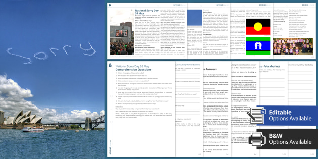 National Sorry Day Comprehension For Years 7 to 10 - Beyond