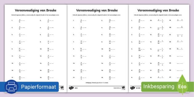 Vereenvoudiging van Breuke Werkkaarte