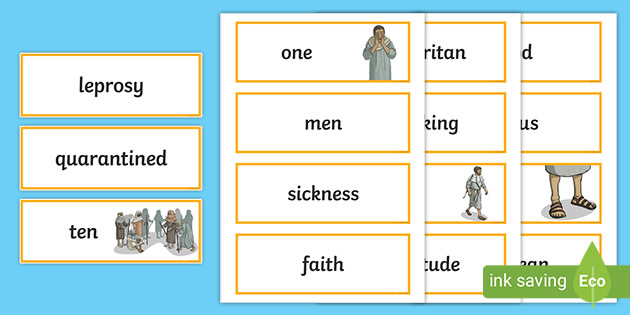 Jesus Heals Ten Men with Leprosy Word Cards (teacher made)