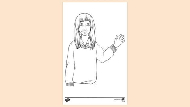 FREE! - Waving Child Girl Colouring | Colouring Sheets