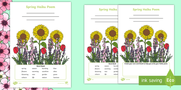 Spring Haiku Poem Differentiated Worksheets - Poem, Poetry, Haiku ...