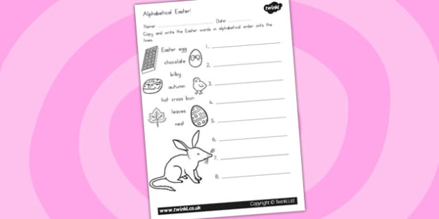 Easter Alphabet Ordering Worksheet