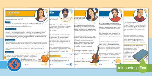 Remarkable Asian Canadians Reading Comprehension Pack French