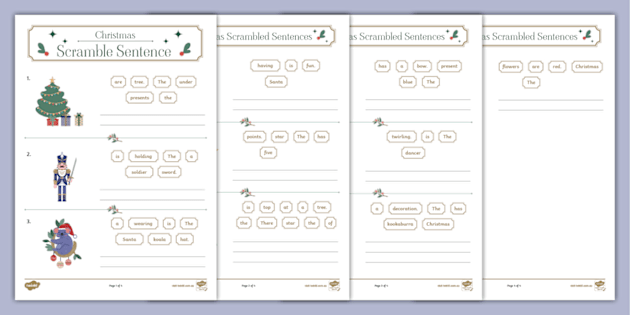 Unscramble the Sentences Activity Sheets