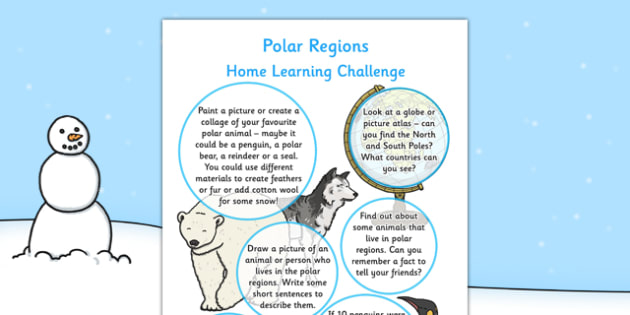 EYFS Polar Regions Home Learning Challenge Sheet Reception FS2